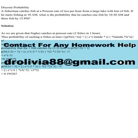 Discrete ProbabilityA fisherman catches fish at a Poisson rate of .pdf