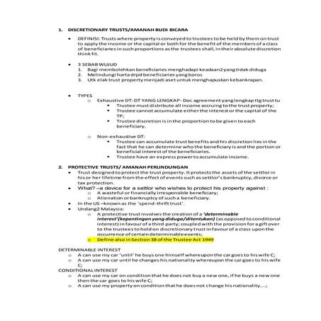 Discretionary & protective trusts | DOCX