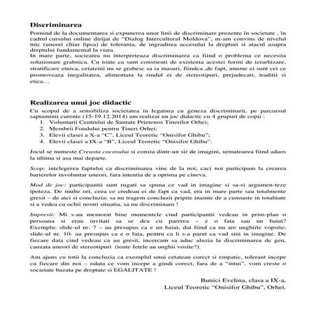 Discrimarea. Realizarea unui joc didactic | PDF