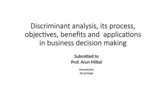 Discriminant analysis-Business Intelligence tool | PPT