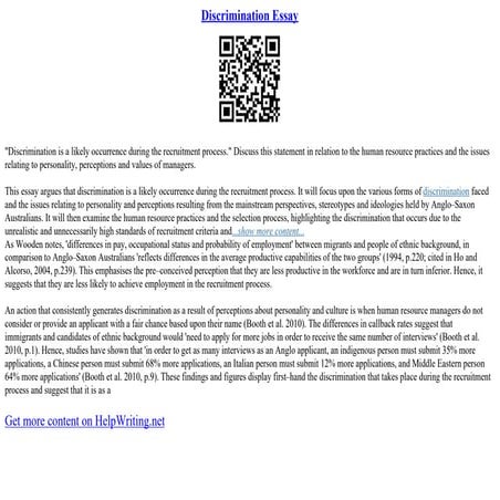 Discrimination Essay | PPT