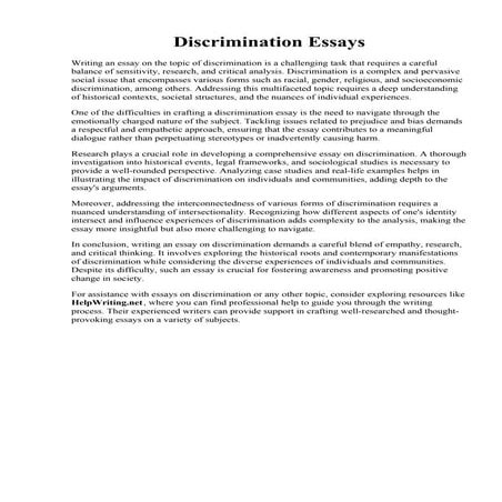 Discrimination Essays | PDF
