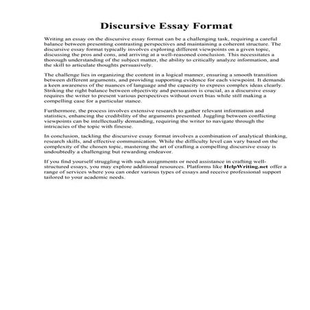 Discursive Essay Format | PDF