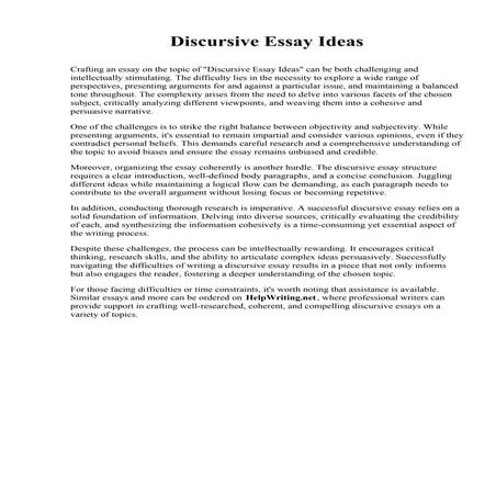 Discursive Essay Ideas. University of Fredericton | PDF