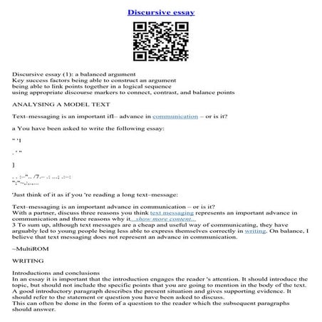 Discursive Essays Examples | PDF