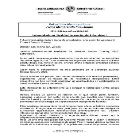 Memorandum de entendimiento firmado entre el Gobierno del País Vasco y ...