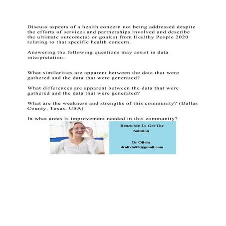 Discuss aspects of a health concern not being addressed despite the .docx