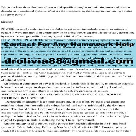 Discuss at least three elements of power and specific strategies to .pdf