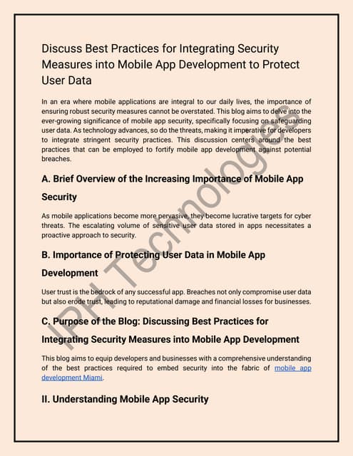 Discuss Best Practices For Integrating Security Measures Into Mobile