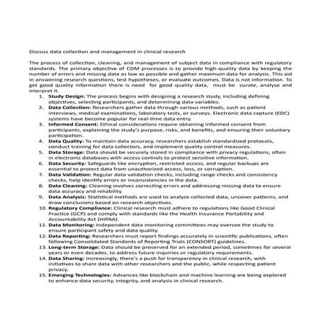 Discuss data collection and management in clinical research.docx | Databases | Computer Software ...