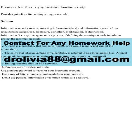 Discusses at least five emerging threats to information security..pdf | Information and Network ...