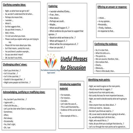 Discussion Phrases Placemat | PDF