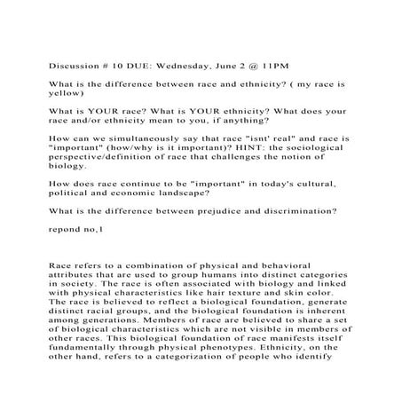 Discussion # 10 DUE Wednesday, June 2 @ 11PMWhat is the dif | PDF