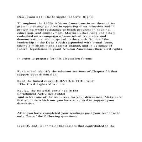 Discussion #11 The Struggle for Civil RightsThroughout the 1950.docx