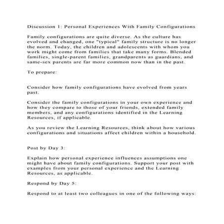 Discussion 1 Personal Experiences With Family ConfigurationsFam | DOCX