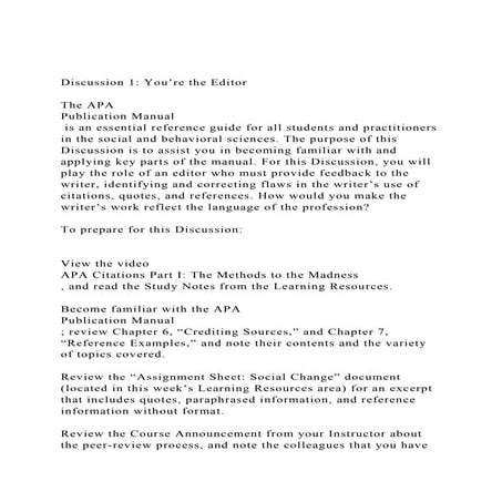 Discussion 1 You’re the EditorThe APA Publication Manual.docx