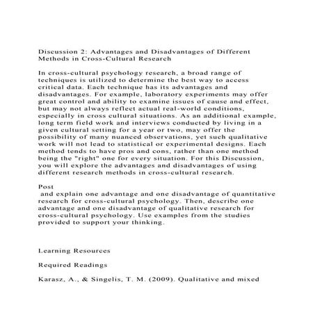 Discussion 2 Advantages and Disadvantages of Different Methods .docx