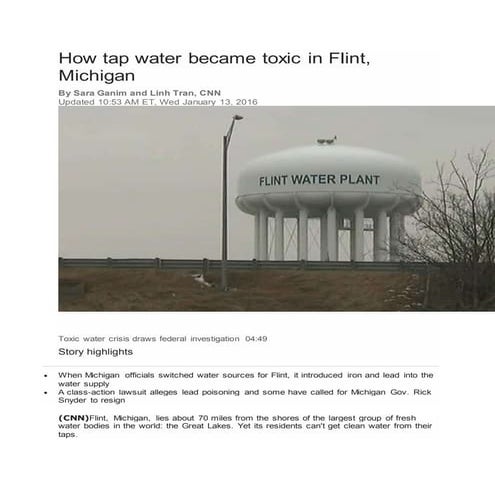 The Flint Michigan Water Crisis: Causes & Effects | PDF