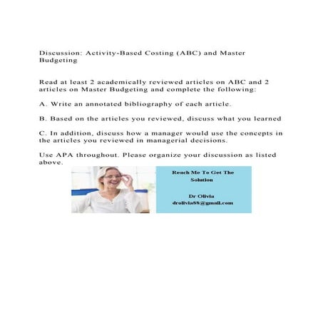 Discussion Activity-Based Costing (ABC) and Master Budgeting.docx