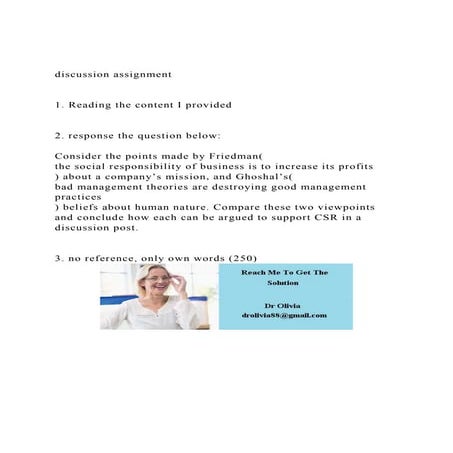 discussion assignment 1. Reading the content I provided | DOCX