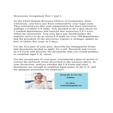 Discussion Assignment Part 1 and 2As the Chief Human Resource .docx