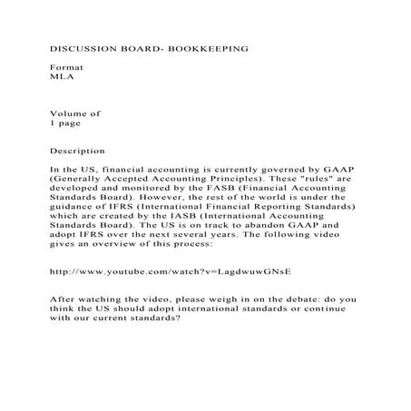 DISCUSSION BOARD- BOOKKEEPINGFormat MLAVolume of 1 p.docx