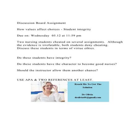 Discussion Board AssignmentHow values affect choices - Stude.docx