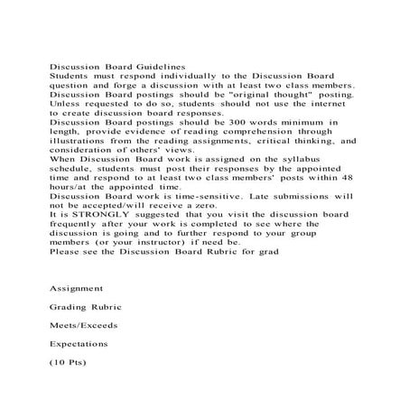 Discussion Board Guidelines Students must respond individually | PDF