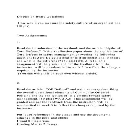 Discussion Board Questions How would you measure the safety cul.docx ...