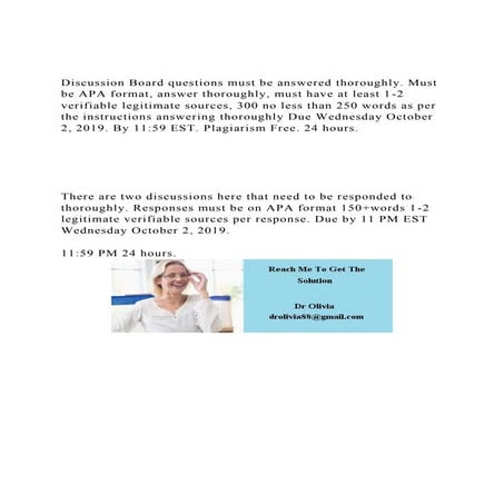 Discussion Board questions must be answered thoroughly. Must be .docx