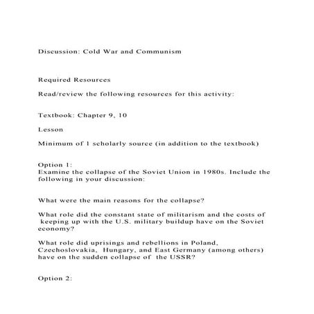 Discussion Cold War and CommunismRequired Resources | DOCX