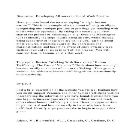 Discussion Developing Alliances in Social Work PracticeHave you.docx