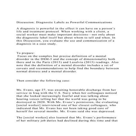 Discussion Diagnostic Labels as Powerful CommunicationsA di | PDF