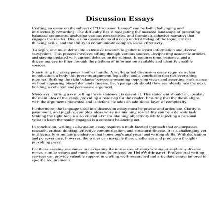 Discussion Essays How To Write Discussion Essay Pdf
