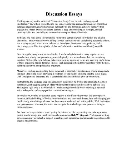 Discussion Essays How To Write Discussion Essay Pdf