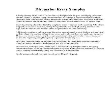 Discussion Essay Samples. Rice University | PDF | Homework and Study ...