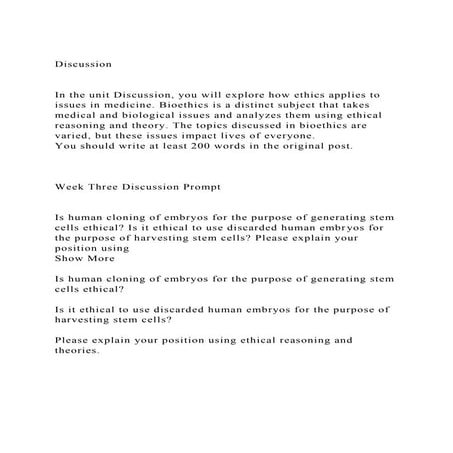 Discussion In the unit Discussion, you will explore how ethi.docx
