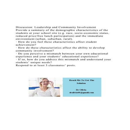 Discussion Leadership and Community InvolvementProvide a .docx