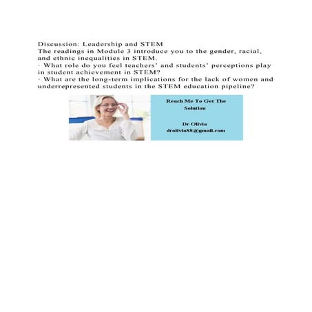 Discussion Leadership and STEM The readings in Module 3 introdu.docx