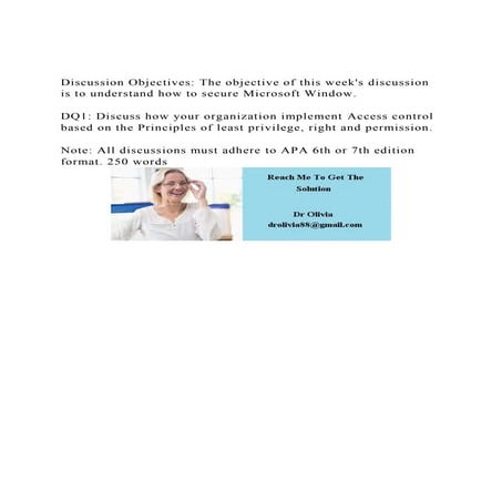 Discussion Objectives The objective of this weeks discussion i | PDF