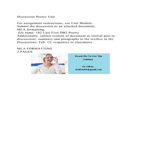 Discussion Poetry Unit .For assignment instructions, see Unit Mo.docx