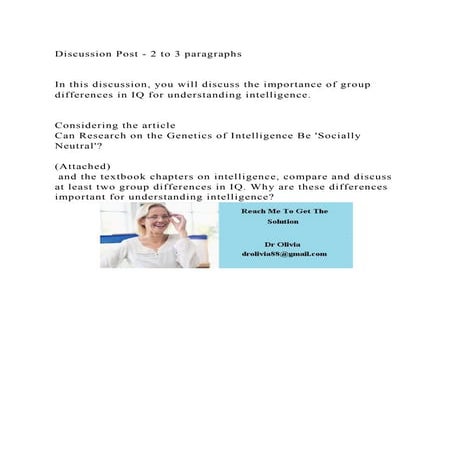 Discussion Post - 2 to 3 paragraphsIn this discussion, you wil.docx