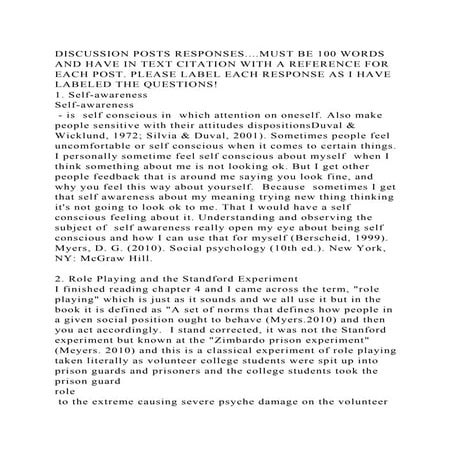 DISCUSSION POSTS RESPONSES....MUST BE 100 WORDS AND HAVE IN TEXT CIT.docx