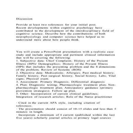 Discussion Provide at least two references for your initial po | DOCX