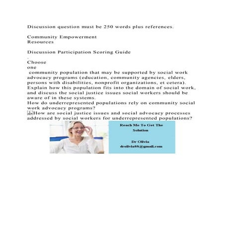Discussion question must be 250 words plus references.Community .docx
