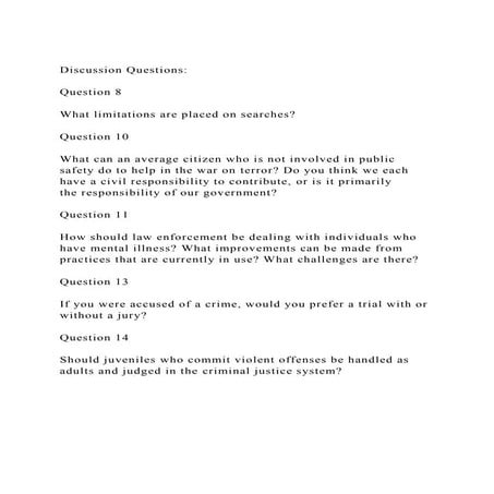 Discussion QuestionsQuestion 8What limitations are placed.docx | Crime ...