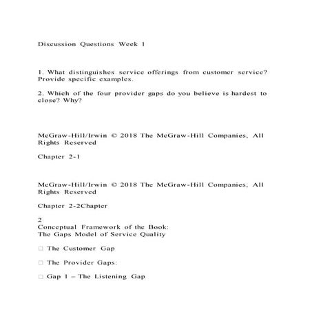 Discussion Questions Week 11. What distinguishes service o | PDF