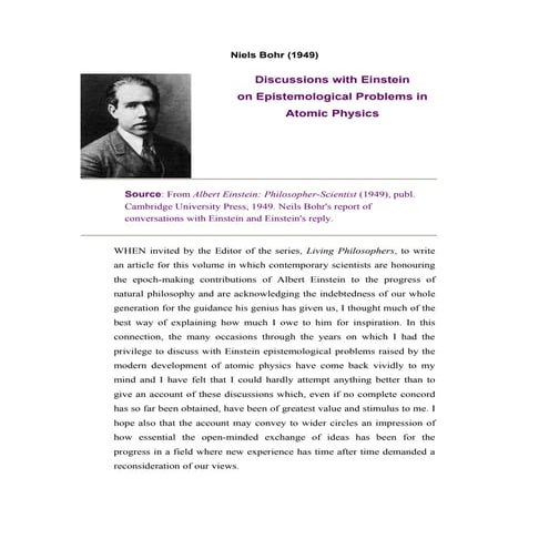 Discussions with einstein on epistemological science in atomic phisycs ...