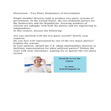 Discussion—Two-Party Dominance of GovernmentSingle-member distri.docx