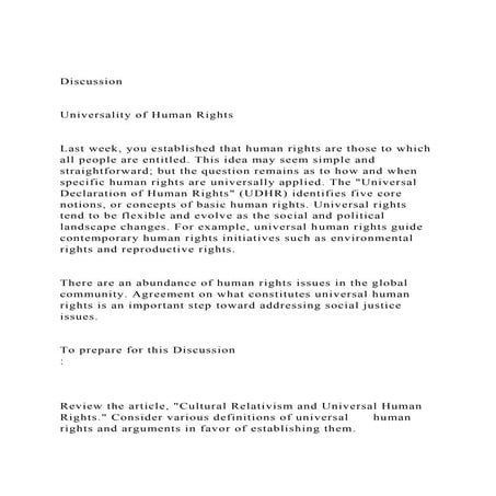 Discussion Universality of Human RightsLast week, yo.docx